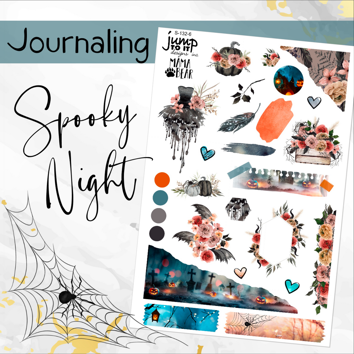 October Spooky Night Halloween JOURNAL sheet - planner stickers (S-132 ...