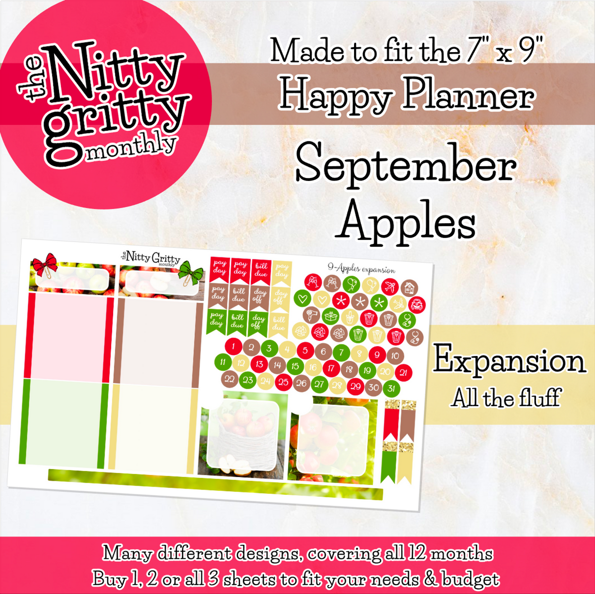 September Apples - The Nitty Gritty Monthly - Happy Planner Classic ...