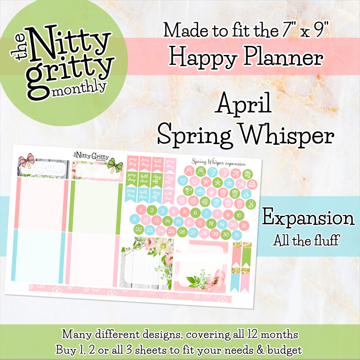 April Spring Whisper - The Nitty Gritty Monthly - Happy Planner Classi ...