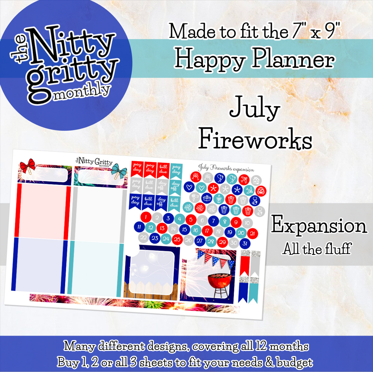 July Fireworks - The Nitty Gritty Monthly - Happy Planner Classic ...