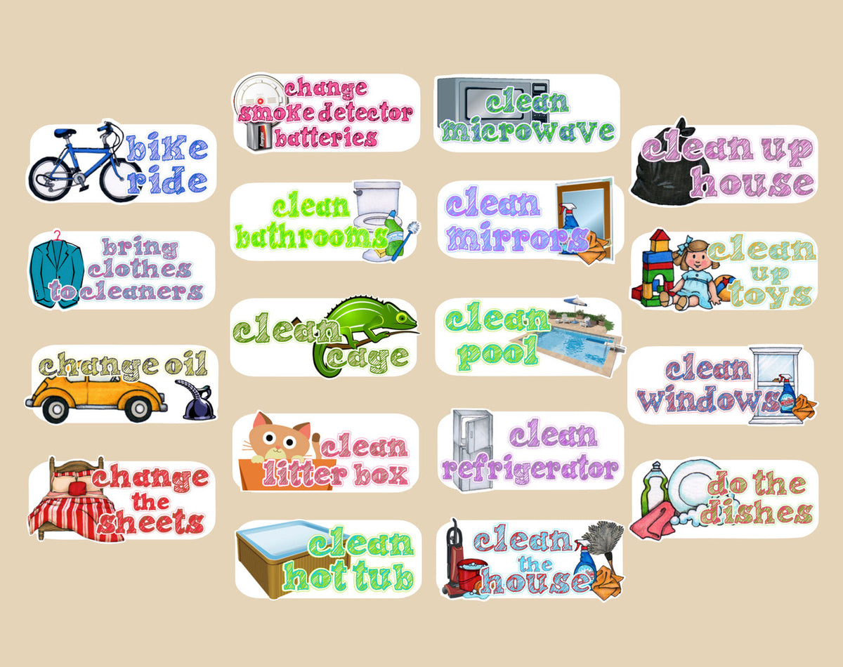 Household Chores stickers - Customized sheets! Over 50 choices (R-105 ...