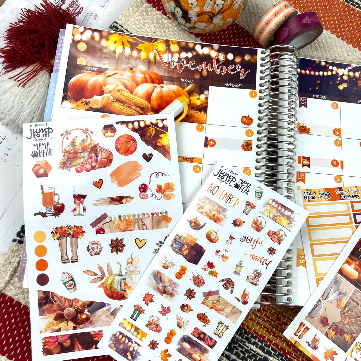 November Harvest Glow Deco sheet - planner stickers (S-109-40) – Jump ...