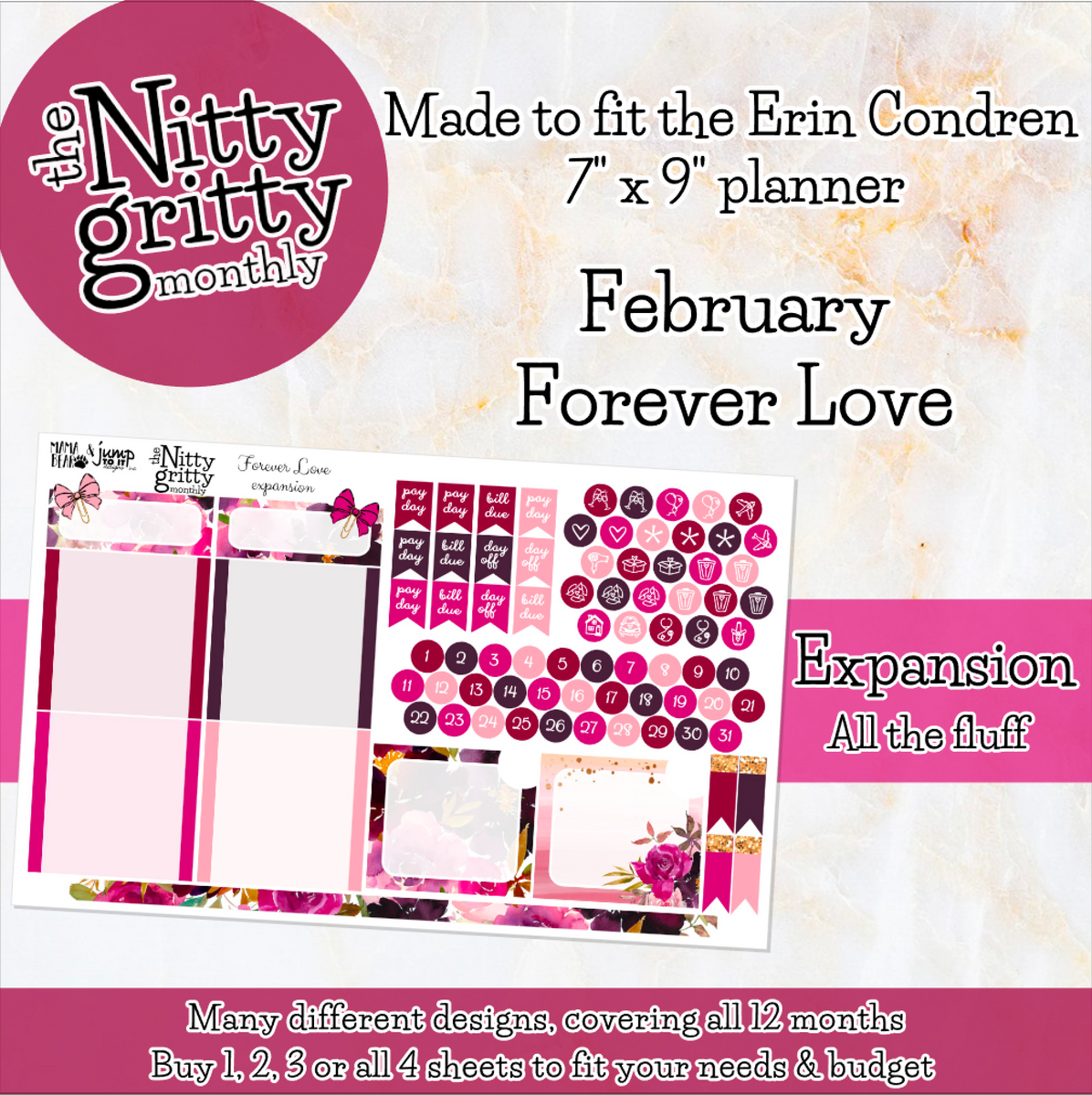 February Forever Love - The Nitty Gritty Monthly - Erin Condren Vertic ...