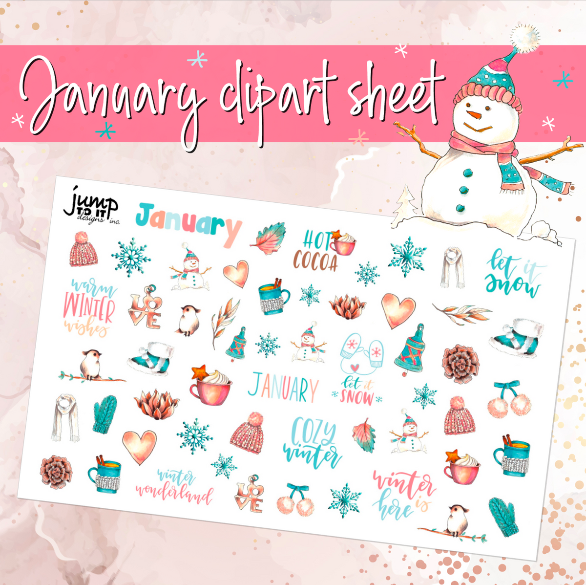 January Deco / Clipart planner stickers (S-118-1) – Jump To It Designs