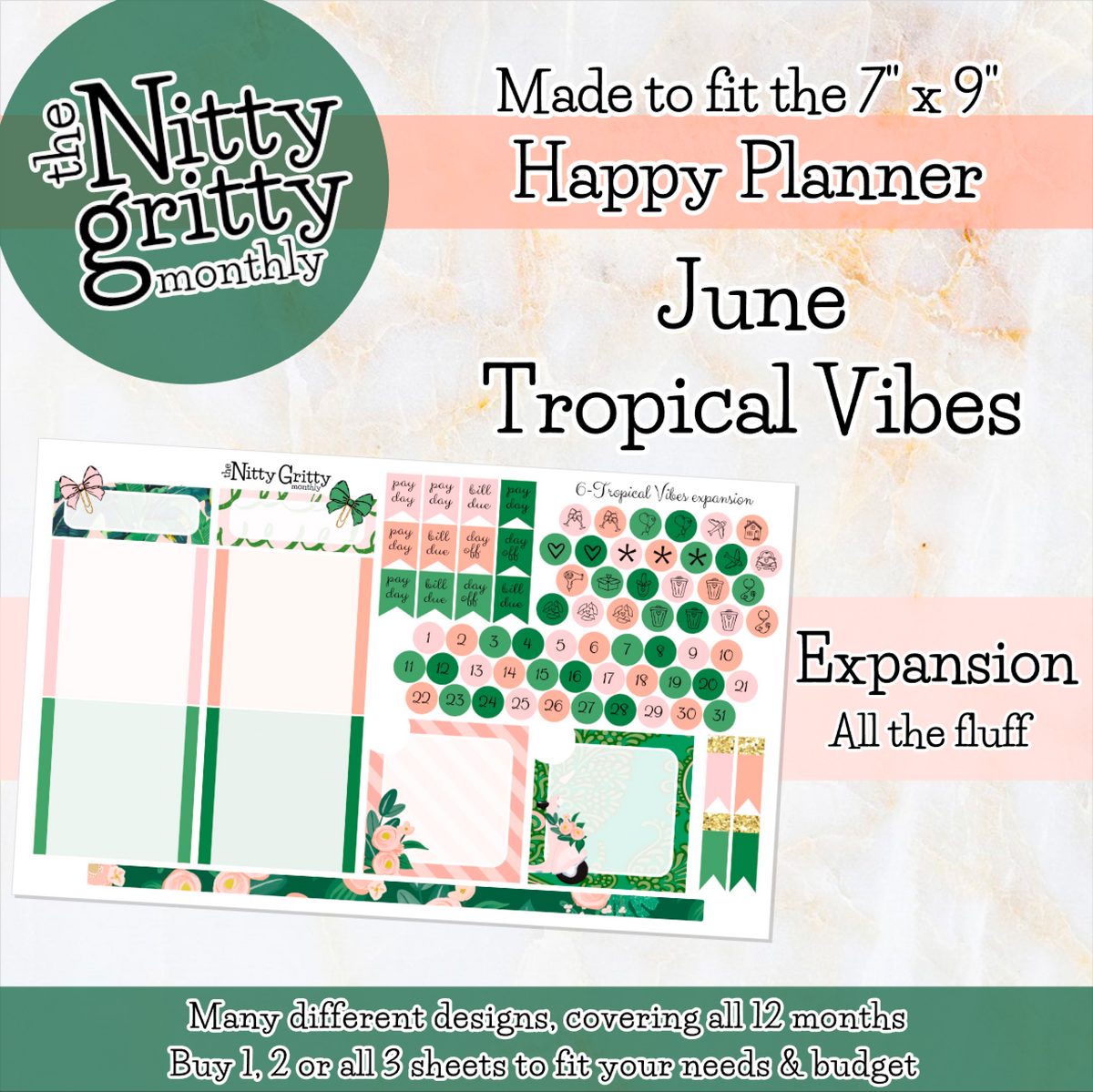 June Tropical Vibes - The Nitty Gritty Monthly - Happy Planner Classic ...
