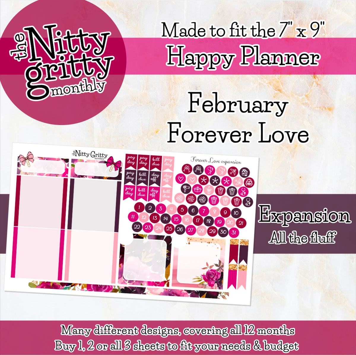 February Forever Love floral - The Nitty Gritty Monthly - Happy Planne ...