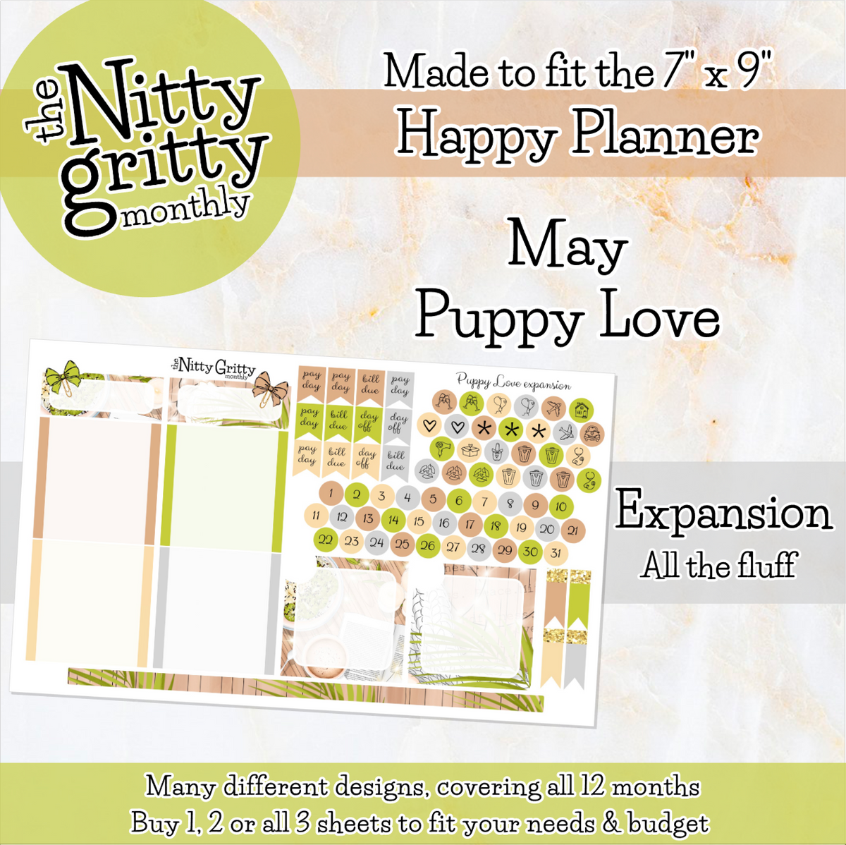 May Puppy Love - The Nitty Gritty Monthly - Happy Planner Classic ...